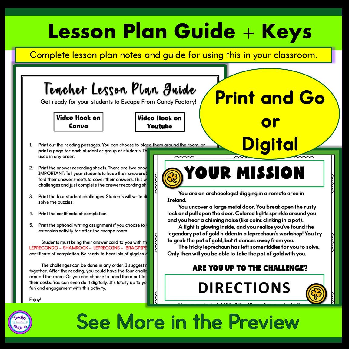 St. Patrick's Day Escape Room for Kids, Leprechaun Workshop (printable ...