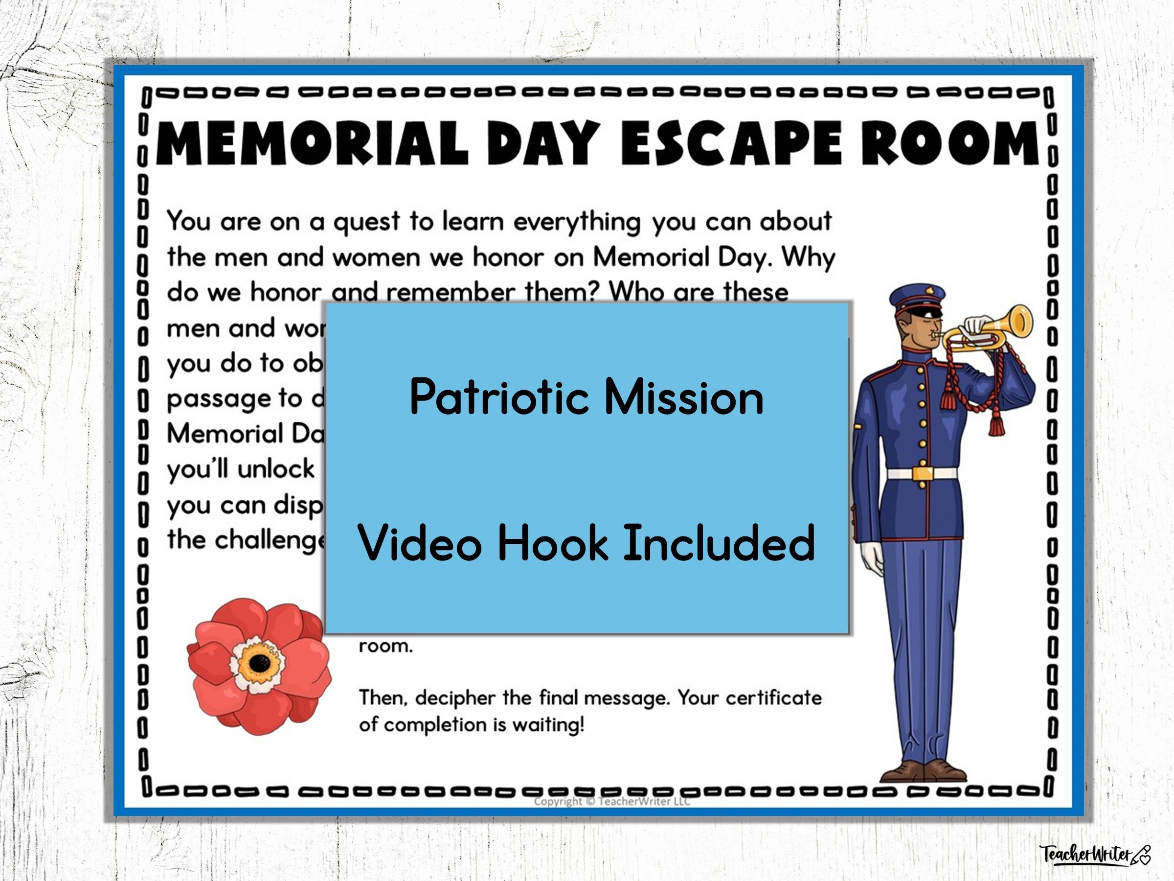 Memorial Day History Escape Room for Kids, Printable Party Game (PDF ...