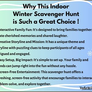 Winter Indoor Scavenger Hunt Snowflake Twins Kids Tween Party Mystery ...