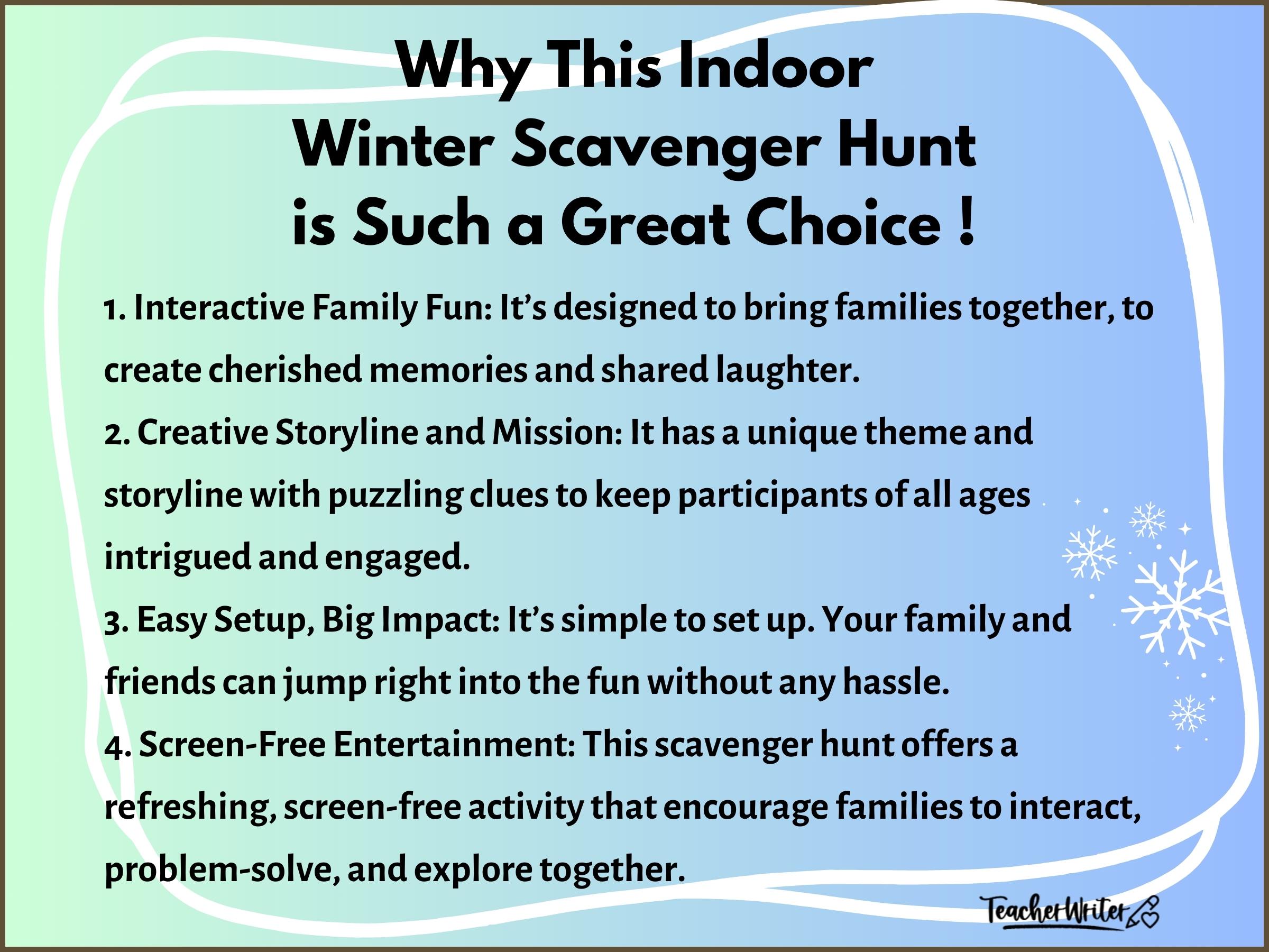 Winter Indoor Scavenger Hunt Snowman Hide and Seek, Kids Puzzles, Theme ...
