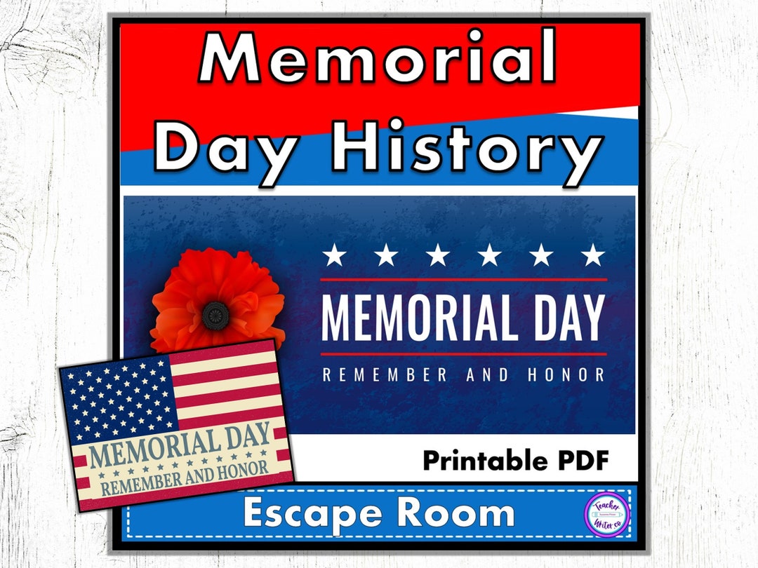 Memorial Day History Escape Room for Kids, Printable Party Game (PDF ...