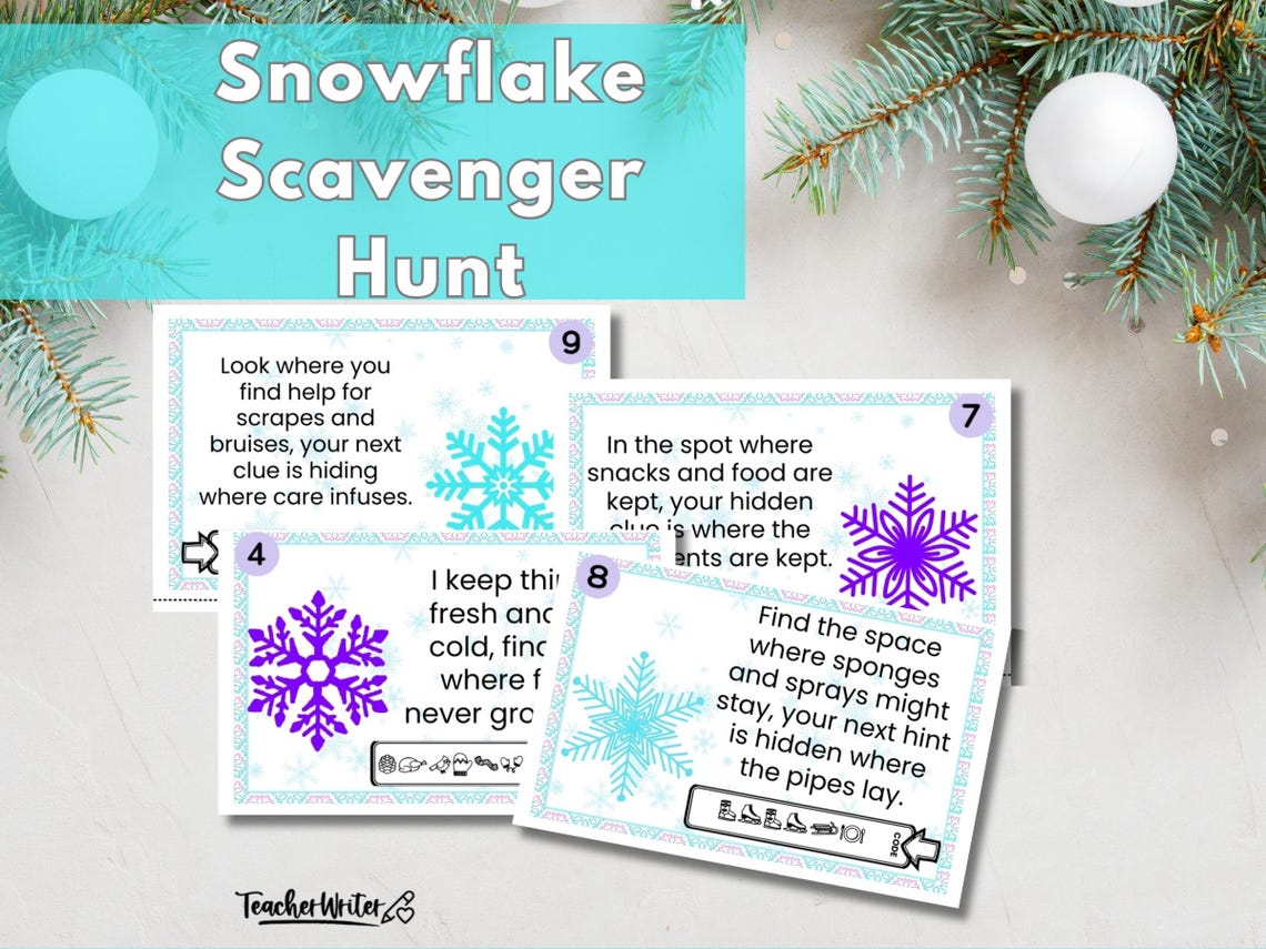 Winter Indoor Scavenger Hunt Snowflake Twins Kids Tween Party Mystery ...