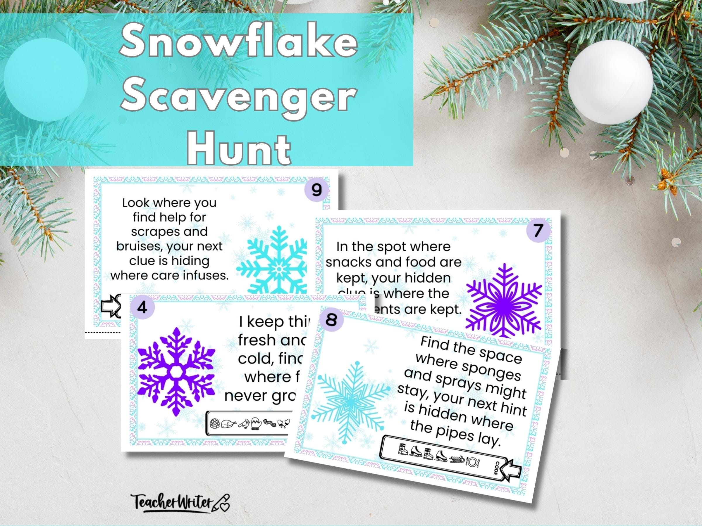 Winter Indoor Scavenger Hunt Snowflake Twins Kids Tween Party Mystery ...