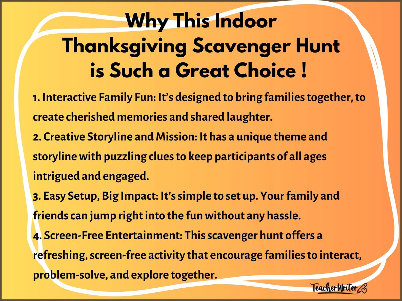 Thanksgiving Indoor Scavenger Hunt Tricky Tom Turkey Mystery Game ...