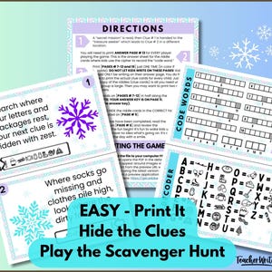 Winter Indoor Scavenger Hunt Snowflake Twins, Kids Tween Party, Mystery ...