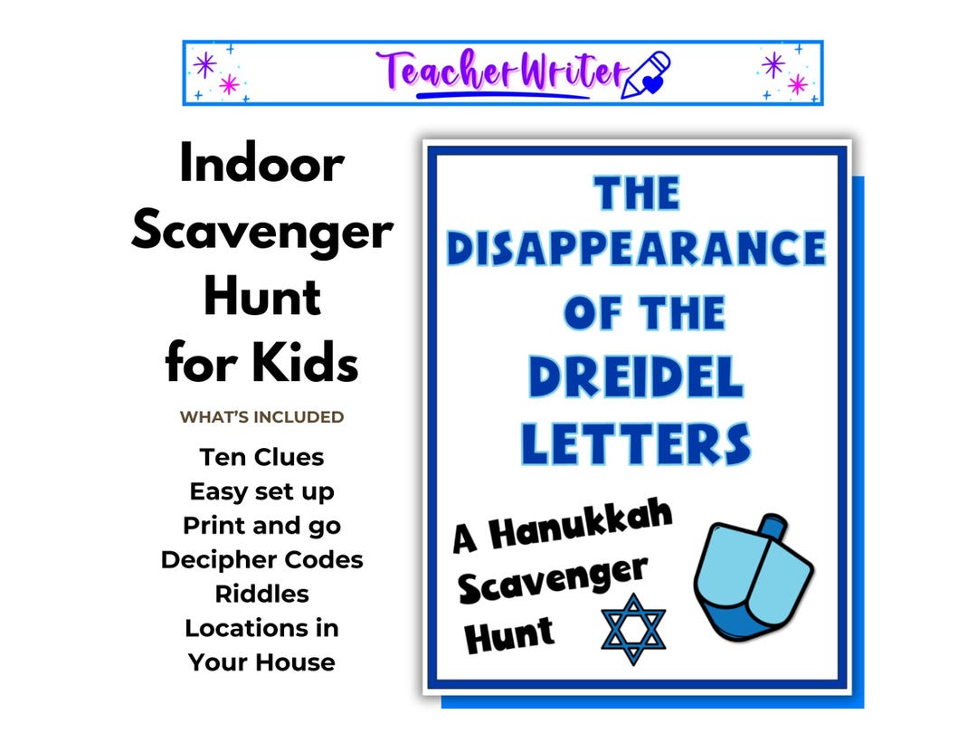Hanukkah Chanukah Indoor Scavenger Hunt Disappearing Dreidel, Mystery ...