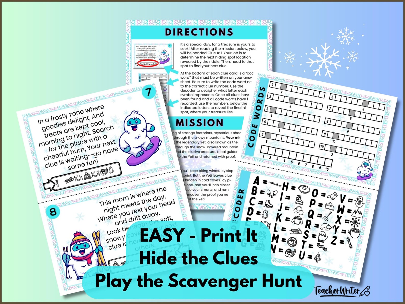 Winter Indoor Scavenger Hunt Yeti Abominable Snowman, Teen & Tween ...