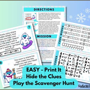 Winter Indoor Scavenger Hunt Yeti Abominable Snowman, Teen & Tween ...