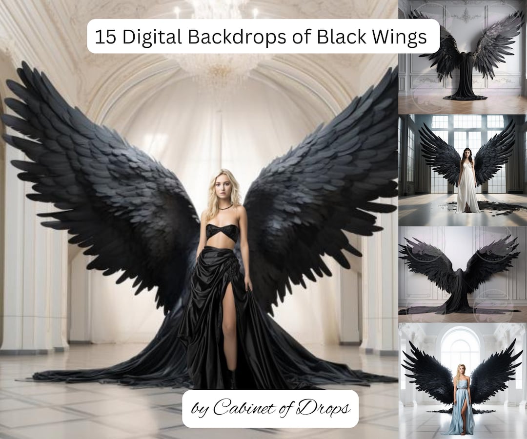 Black Angel Wings Digital Backdrops, Studio Backdrops, Art Textures ...