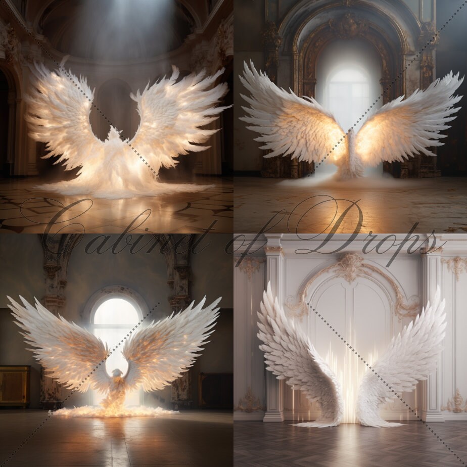Fiery Glowing Angel Wings Digital Backdrops, Maternity Backdrop ...