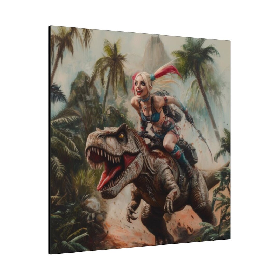 Harley Quinn T-rex Ride Wall Art, Exhibition Art, Home Decor Wall Art ...