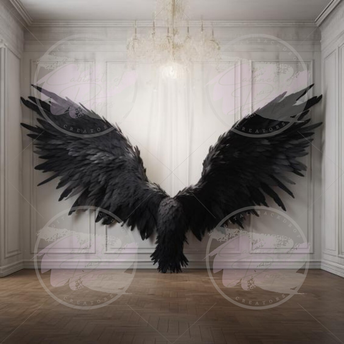 Black Angel Wings Digital Backdrops, Studio Backdrops, Art Textures ...