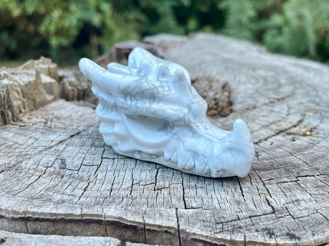 Howlite Gemstone Dragon Head Carving - Etsy
