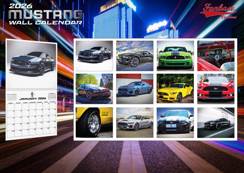 2026 Ford Mustang Calendar: Sports Car Garage Decor - Etsy