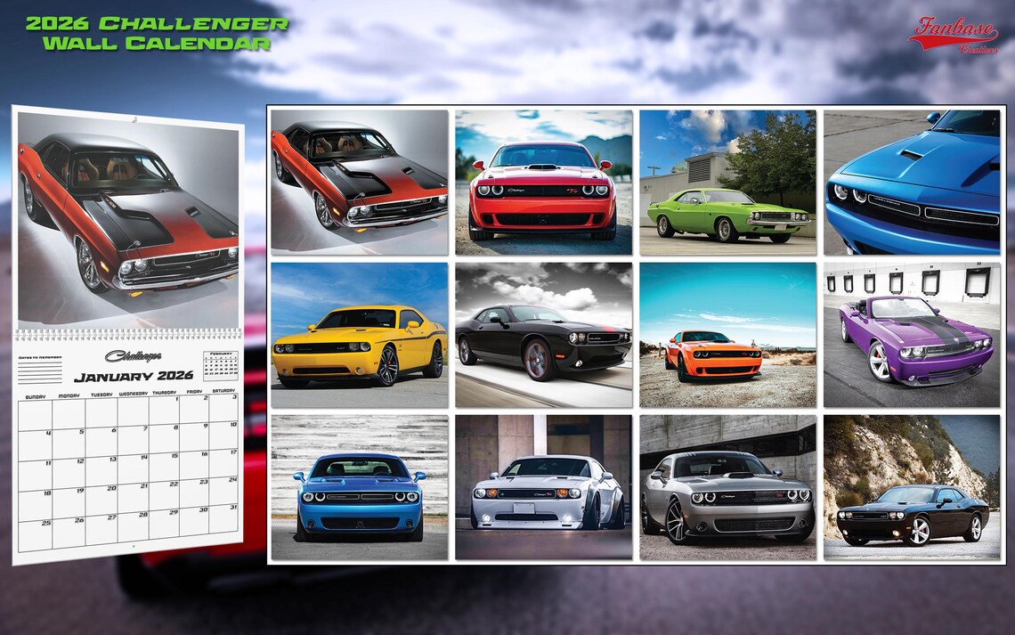2026 Dodge Challenger Calendar: Muscle Car Decor, Auto Enthusiast Gift ...