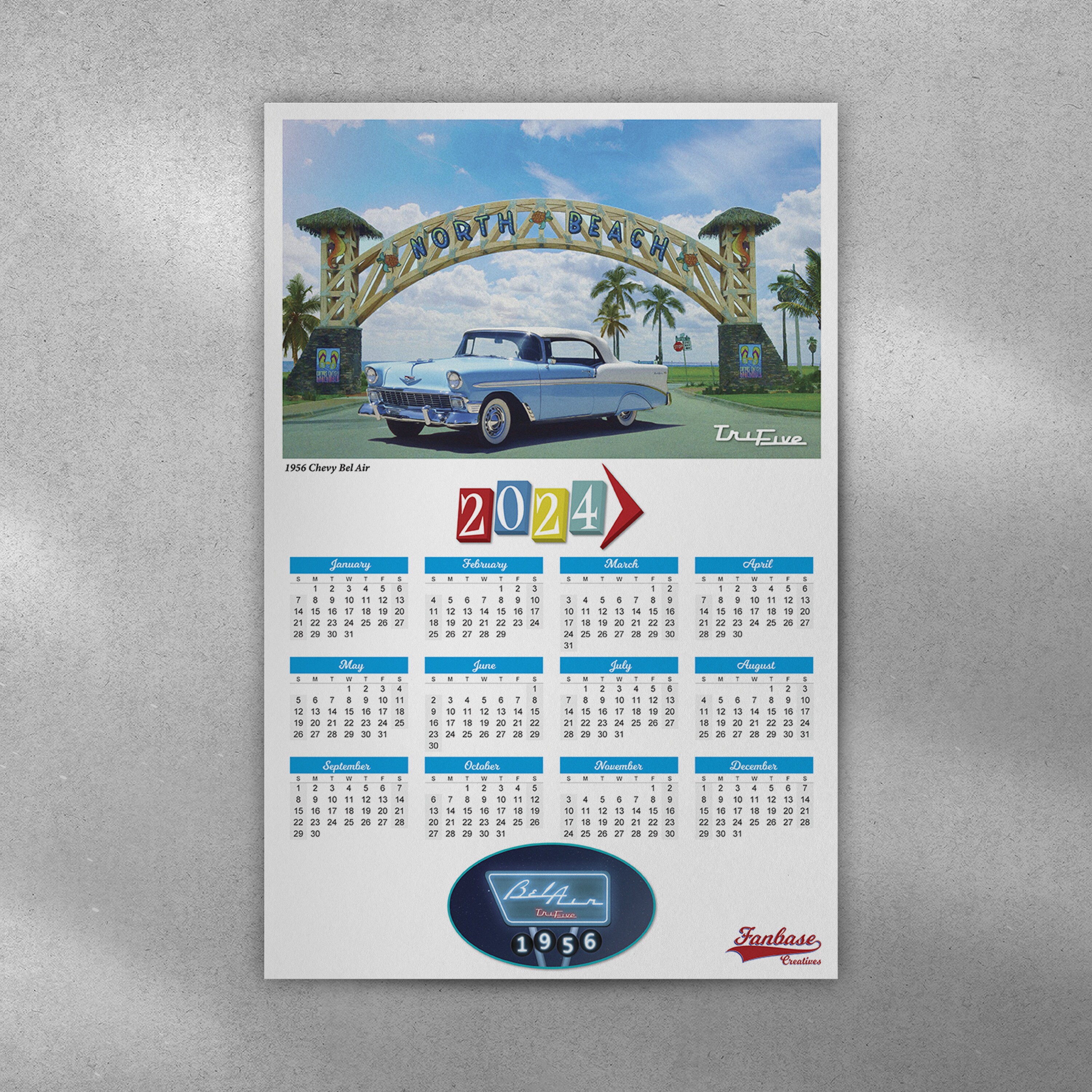 2024 '56 Chevy Bel Air Printable Calendar Digital Download Bel Air - Etsy
