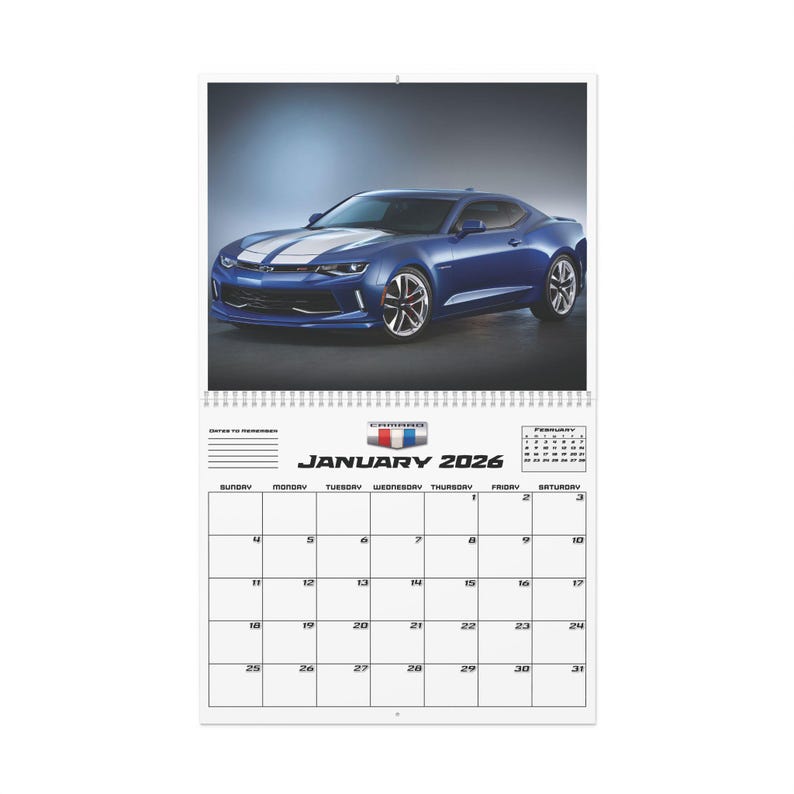 2026 Chevy Camaro Wall Calendar: Sports Car Enthusiast Garage Decor - Etsy