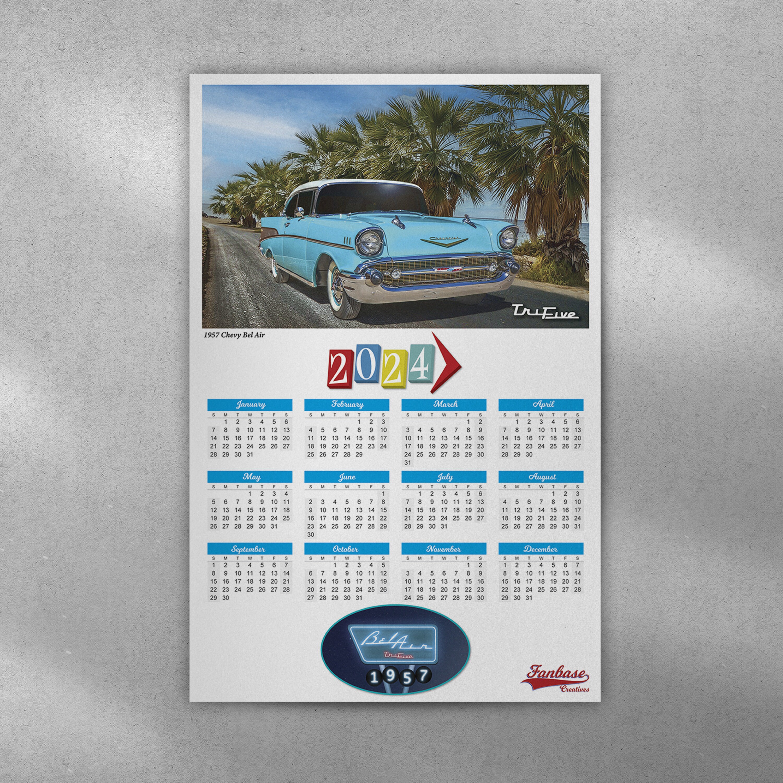 2024 Chevy '57 Bel Air Calendar Printable Digital Download - Etsy