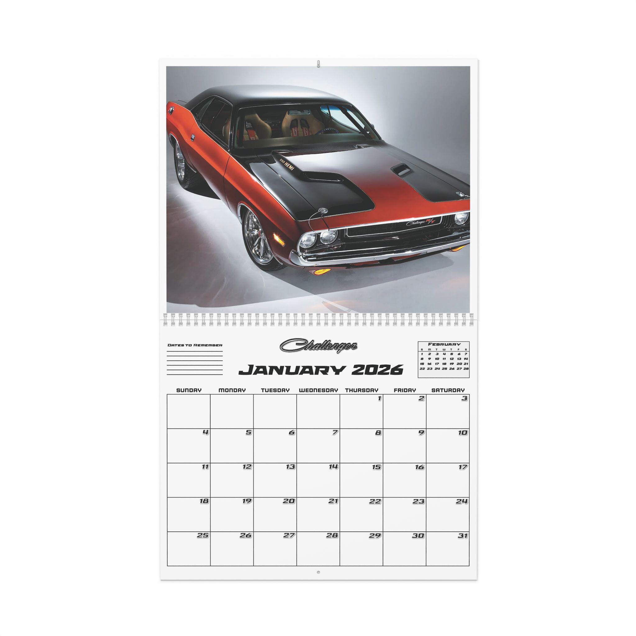 2026 Dodge Challenger Calendar: Muscle Car Decor, Auto Enthusiast Gift ...