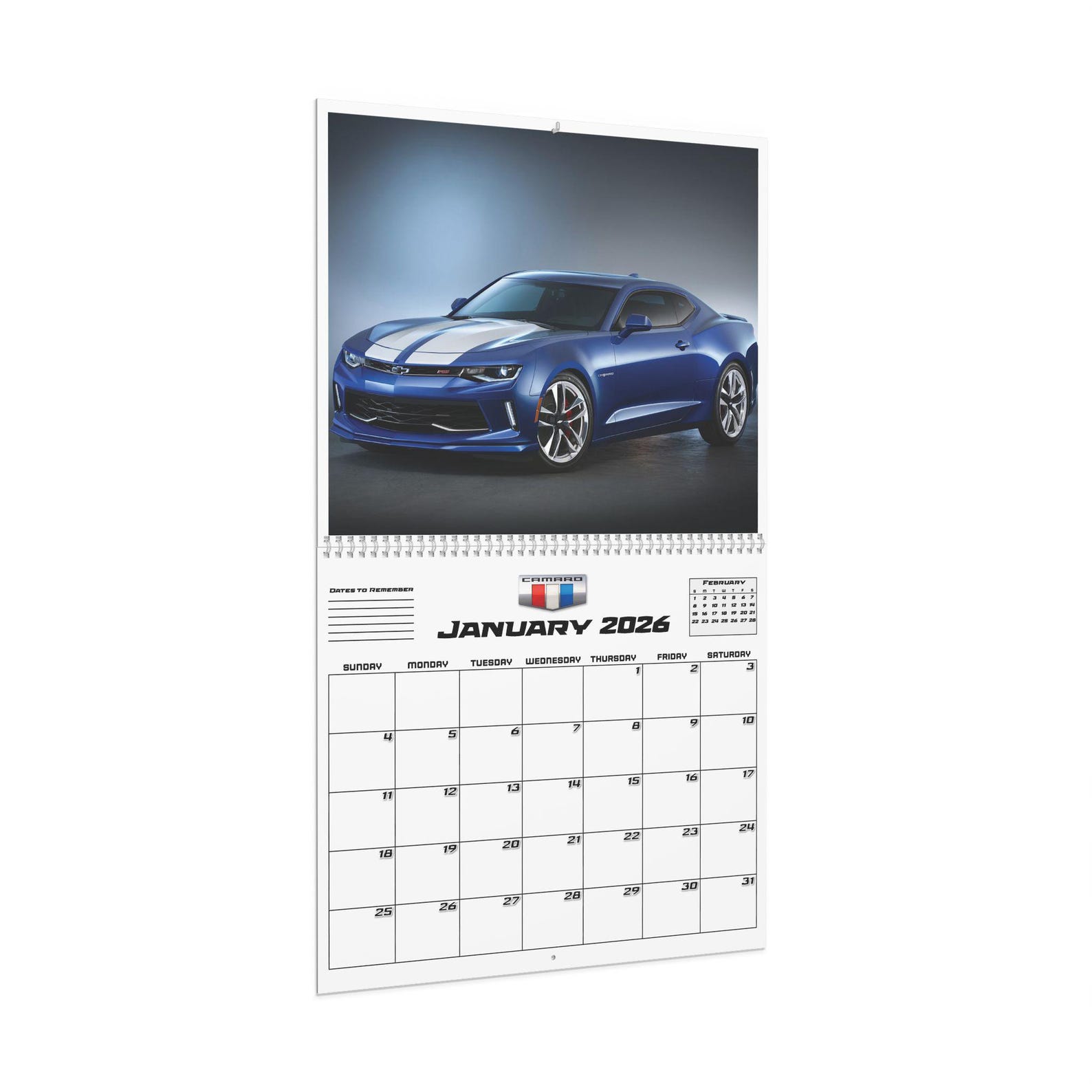 2026 Chevy Camaro Wall Calendar: Sports Car Enthusiast Garage Decor - Etsy