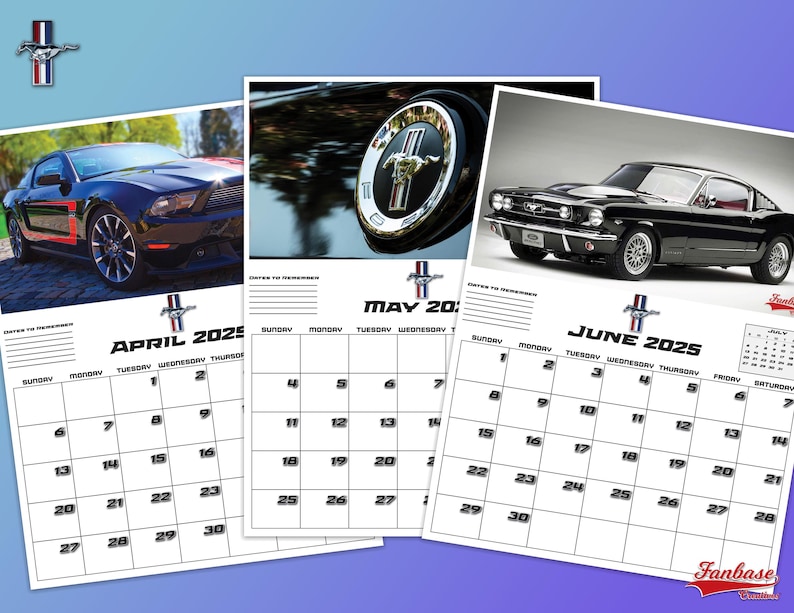 Printable 2025 Mustang Calendars (8.5" X 11") - Etsy