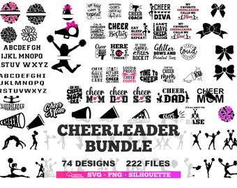 Cheerleading SVG Silhouettes, Cheer Silhouette SVG Bundle, Pom Pom Svg ...