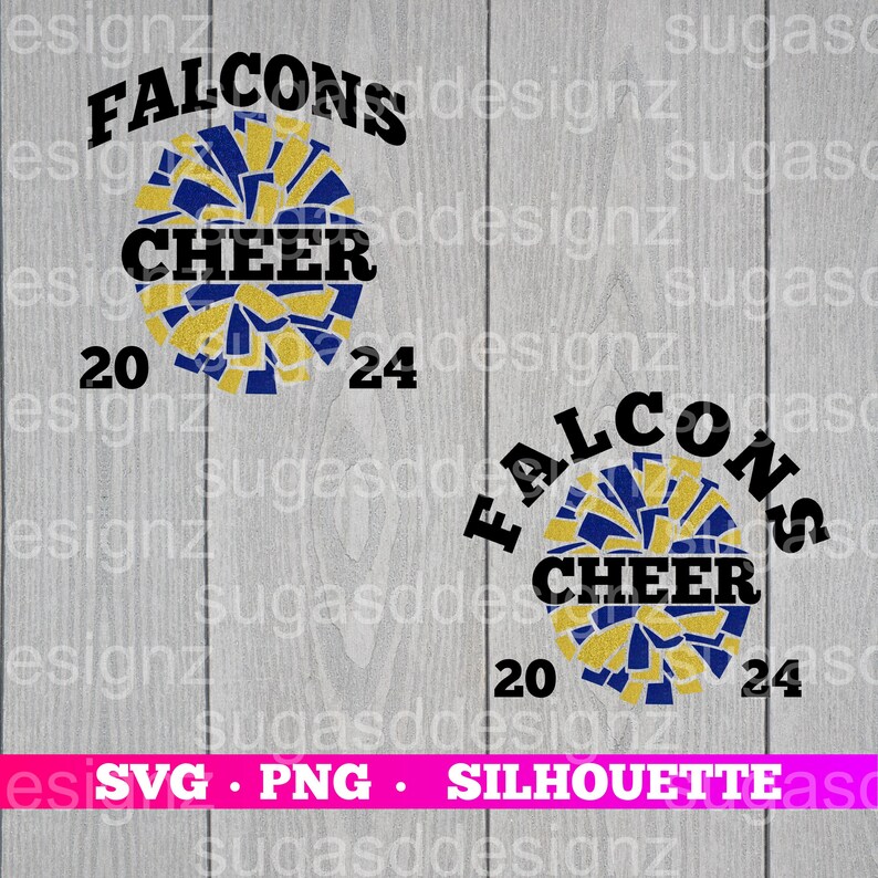 Cheer Falcons 2024 Svg, Cheerleader Svg, Team Name SVG, Pom Pom Svg ...