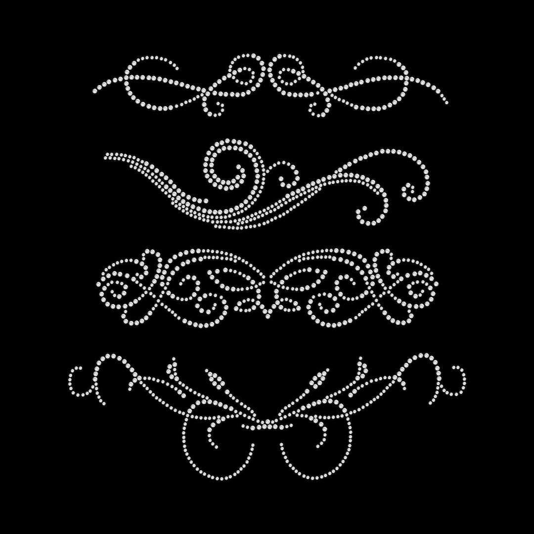 Bling Swirls Rhinestone Iron-on – Fancy Crystal Flourish Appliqué ...