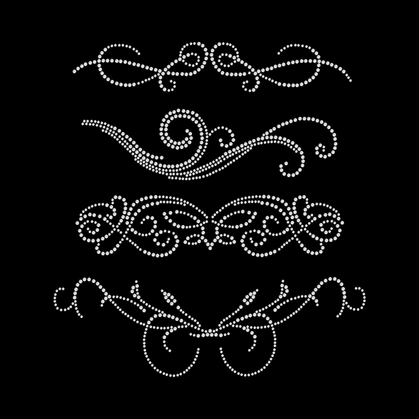 Bling Swirls Rhinestone Iron-on – Fancy Crystal Flourish Appliqué ...