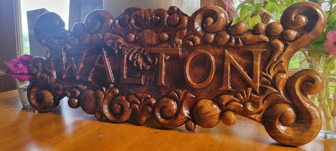 Customizable HAND CARVED Koa Wood, Last Name Door Sign, Hang Over Your ...