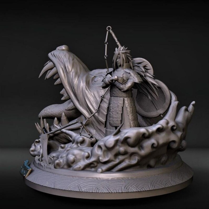 Madara & Kurama STL Diorama | Uchiha Madara With Nine-tails Fox ...