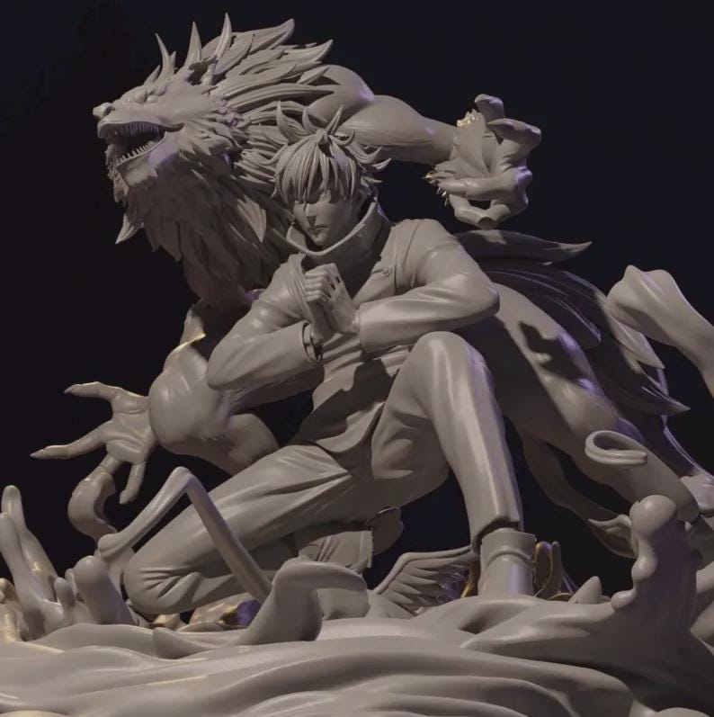 Megumi Fushiguro STL 3D Model | Jujutsu Kaisen Divine Dogs Pose ...