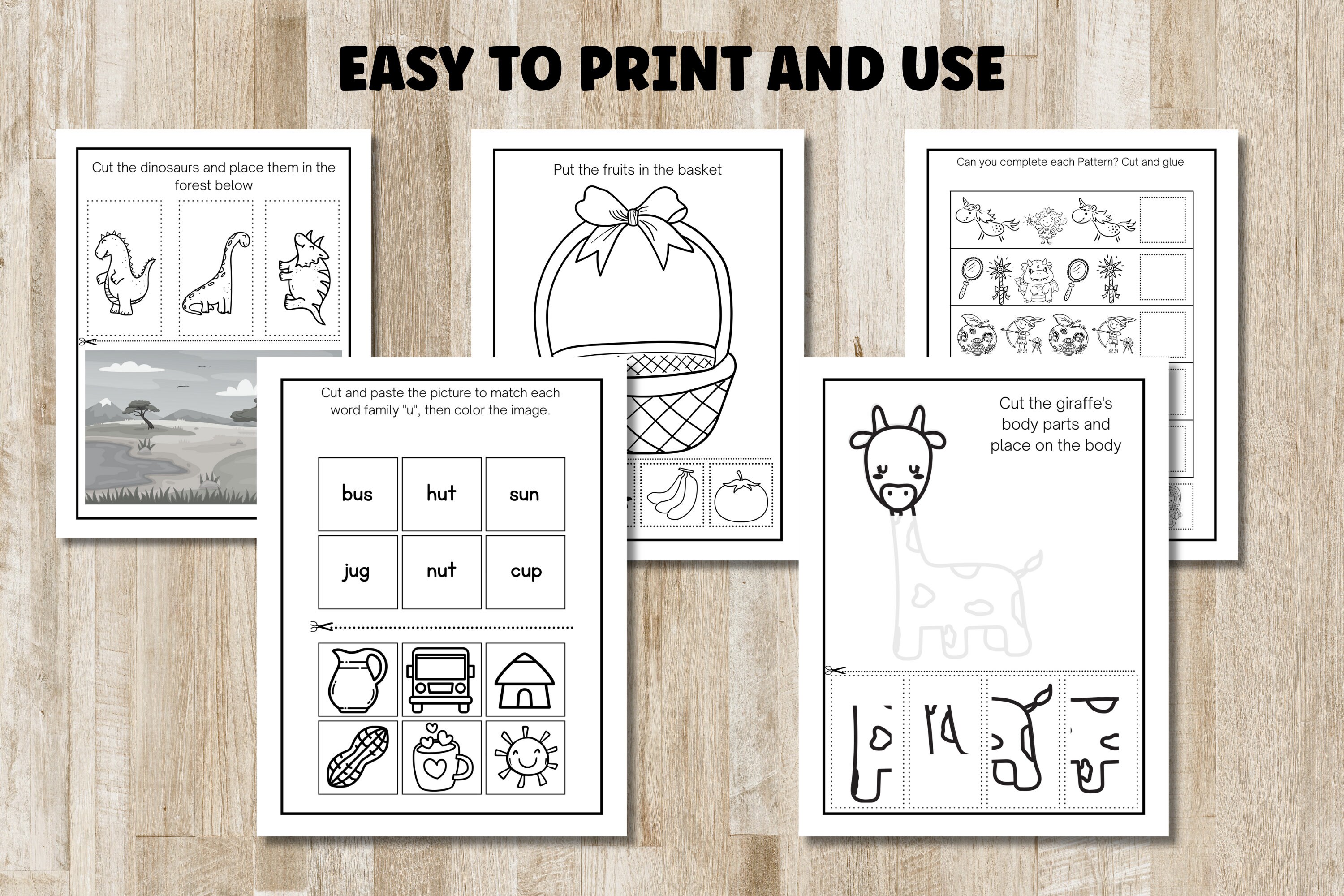 25 Cut and Paste Kindergarten Worksheets| Toddler Learning| Printable ...