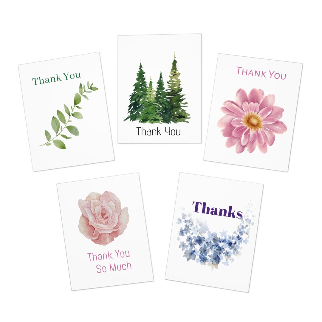 Nature Thank You Cards Multi-design 5-pack - Etsy