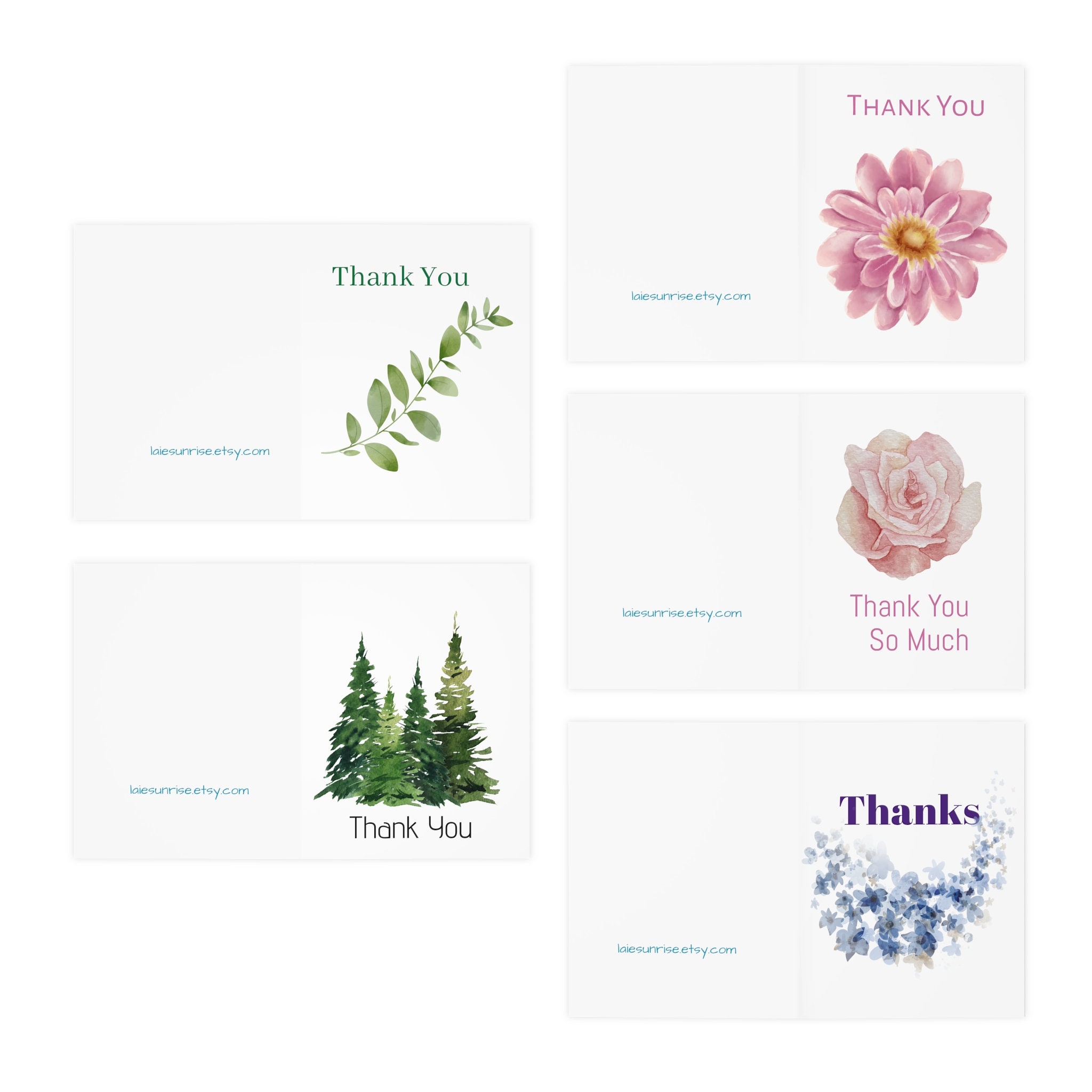 Nature Thank You Cards Multi-design 5-pack - Etsy