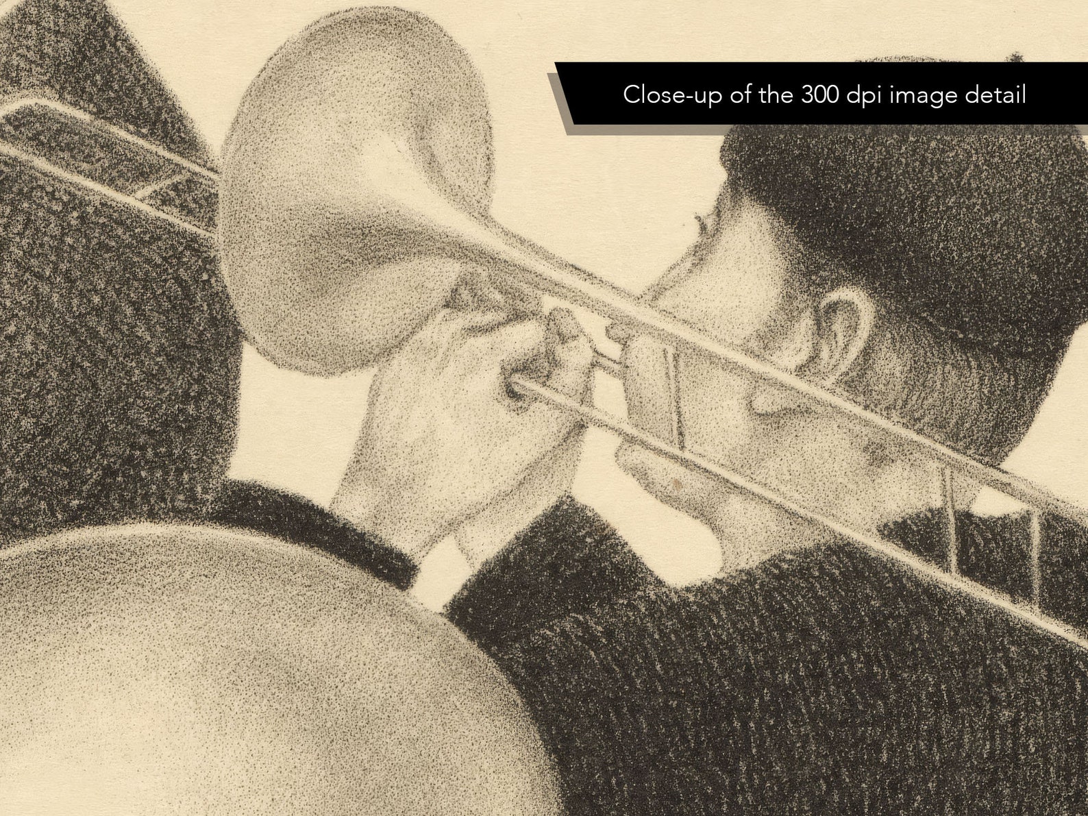Printable Music Wall Art, Vintage Drawing of Band Playing Instruments ...