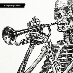 Black and White Skeleton Wall Art, Printable Vintage Gothic Artwork of ...