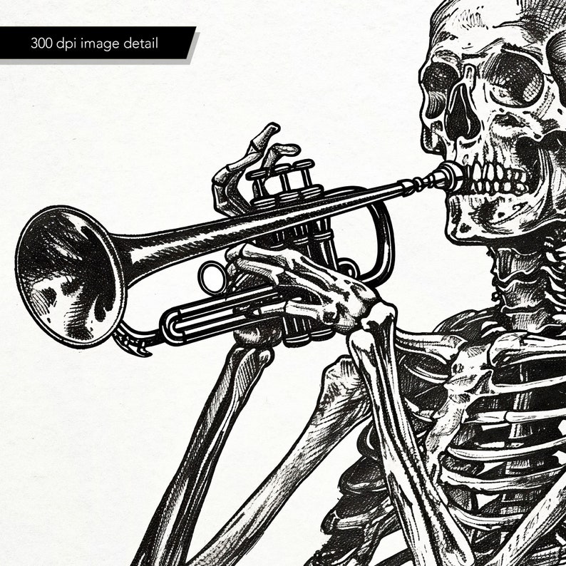 Black and White Skeleton Wall Art, Printable Vintage Gothic Artwork of ...