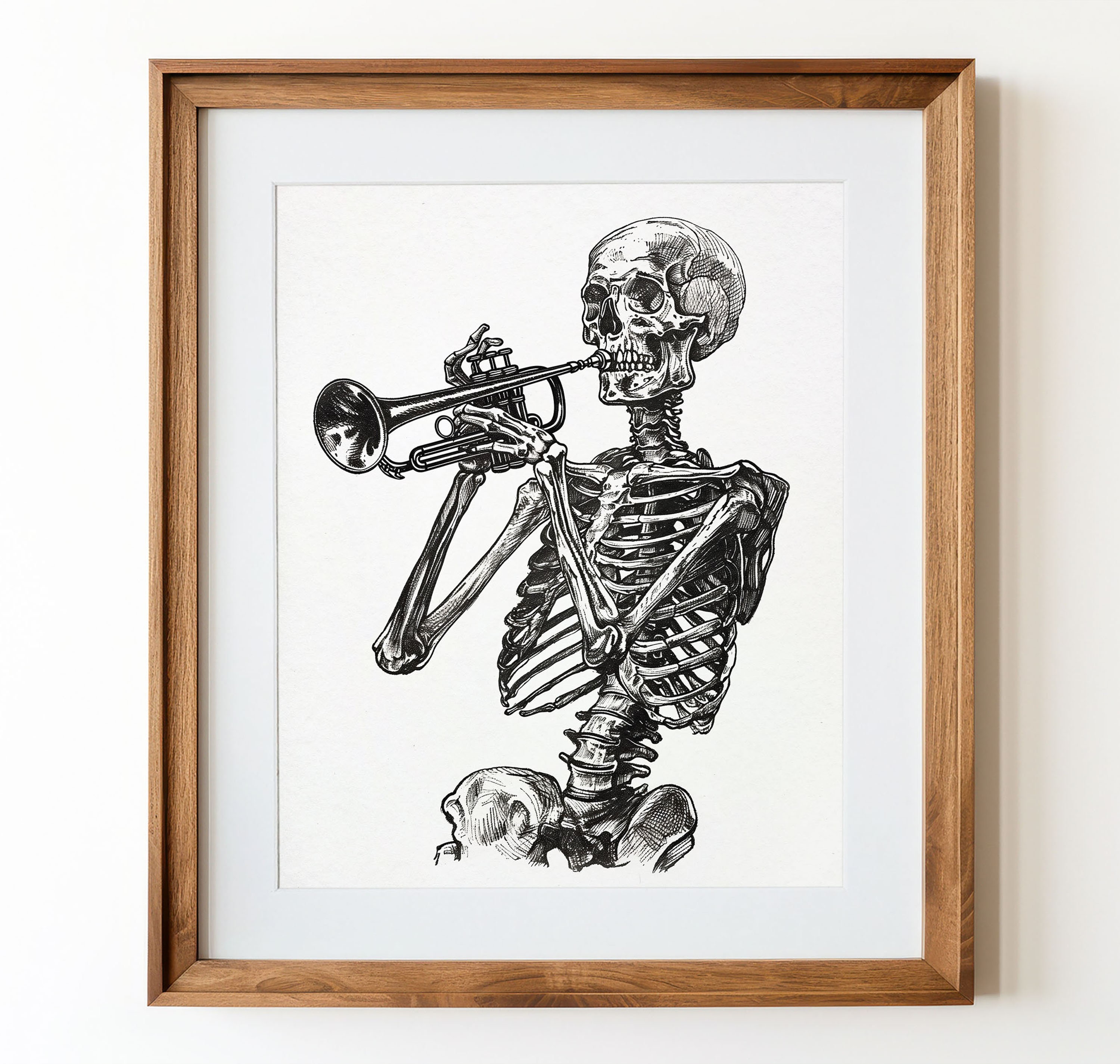 Black and White Skeleton Wall Art, Printable Vintage Gothic Artwork of ...