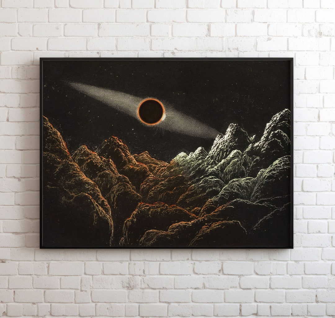 Vintage Cosmic Space Print: Solar Eclipse, 19th Century Art (digital ...