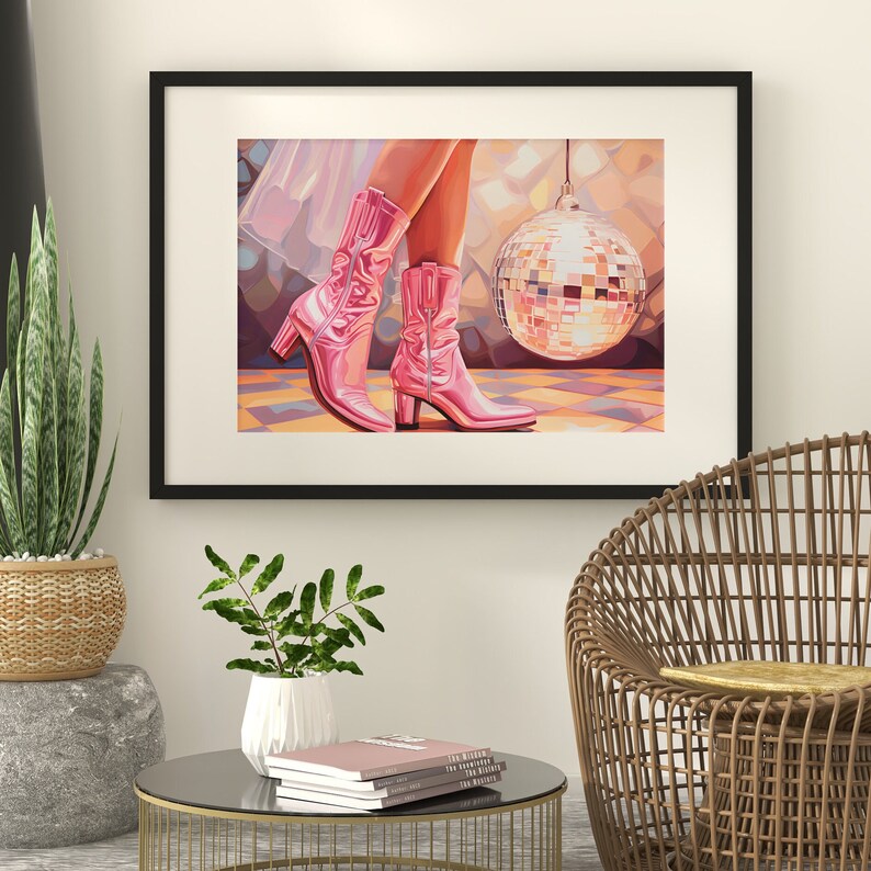 Pink Disco - Trendy Wall Art, Gift for Her - Digital Download - Etsy