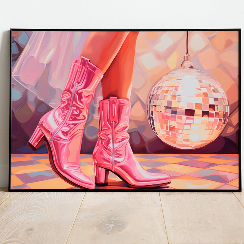 Pink Disco - Trendy Wall Art, Gift for Her - Digital Download - Etsy