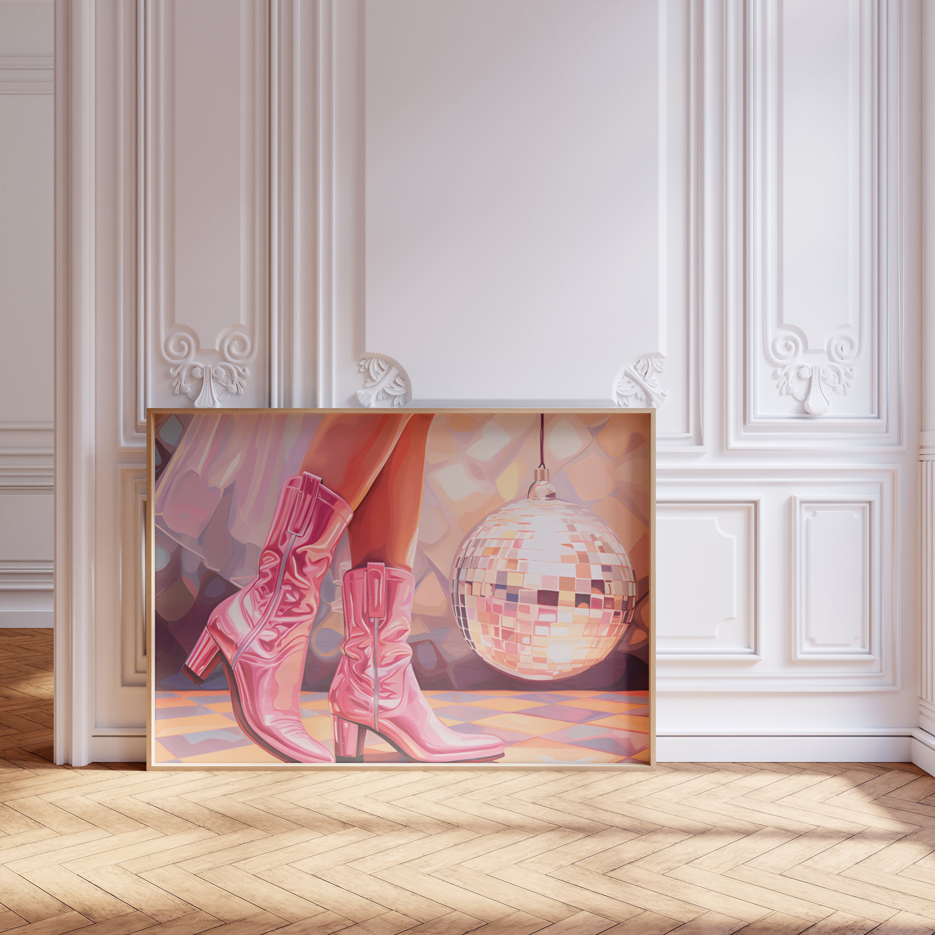 Pink Disco Trendy Wall Art, Gift for Her Digital Download - Etsy