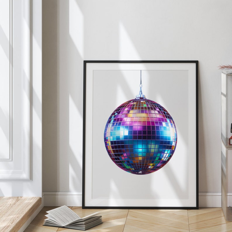 Retro Disco Wall Art Hanging Disco Ball Trendy Art Print Digital ...