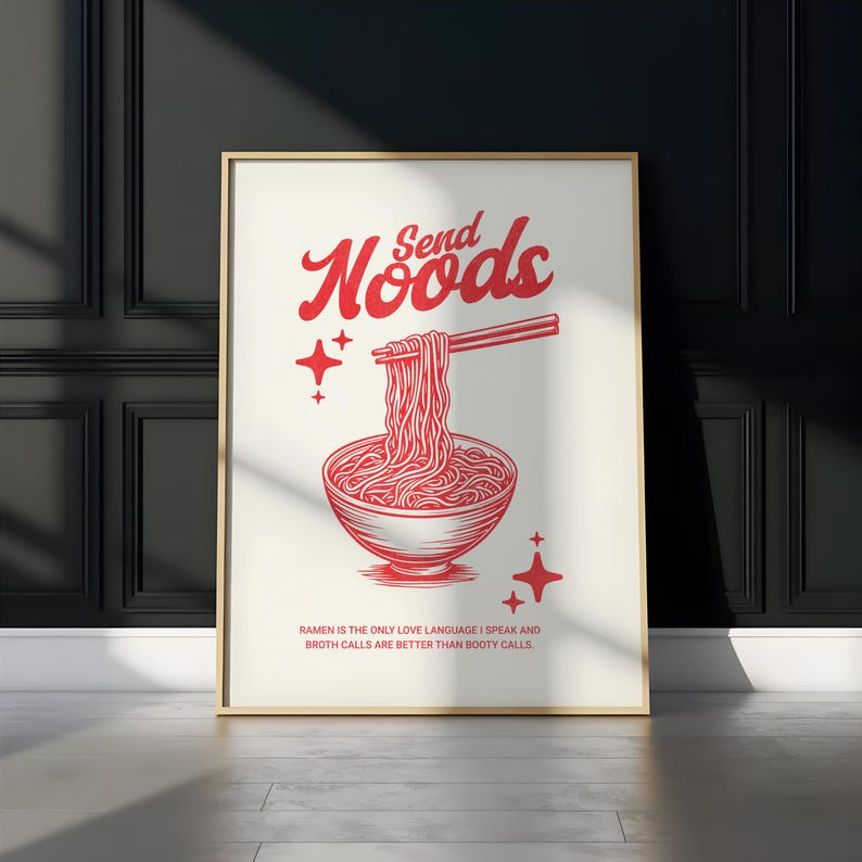 Send Noods Ramen Wall Art, Printable Wall Art, Retro Wall Art, Ramen ...