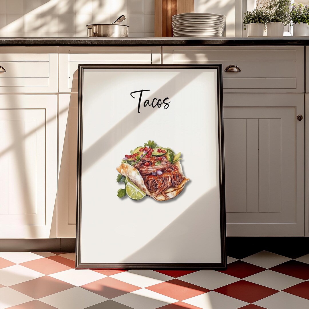 Minimalist Taco Wall Art, Mexican Food Art, Tacos Poster, Taco Print ...
