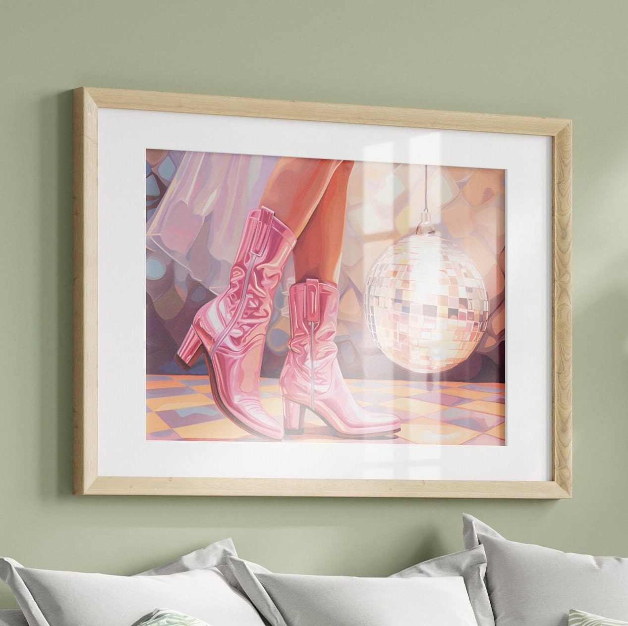 Pink Disco Trendy Wall Art, Gift for Her Digital Download - Etsy
