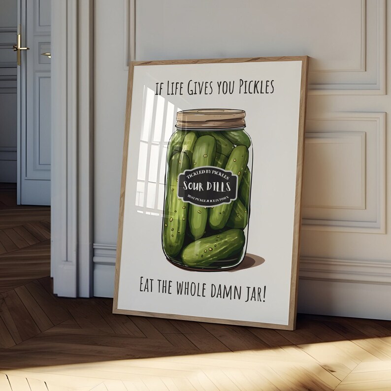 Food Wall Art | Pickle Jar: Minimalist Printable Funny Wall Art ...