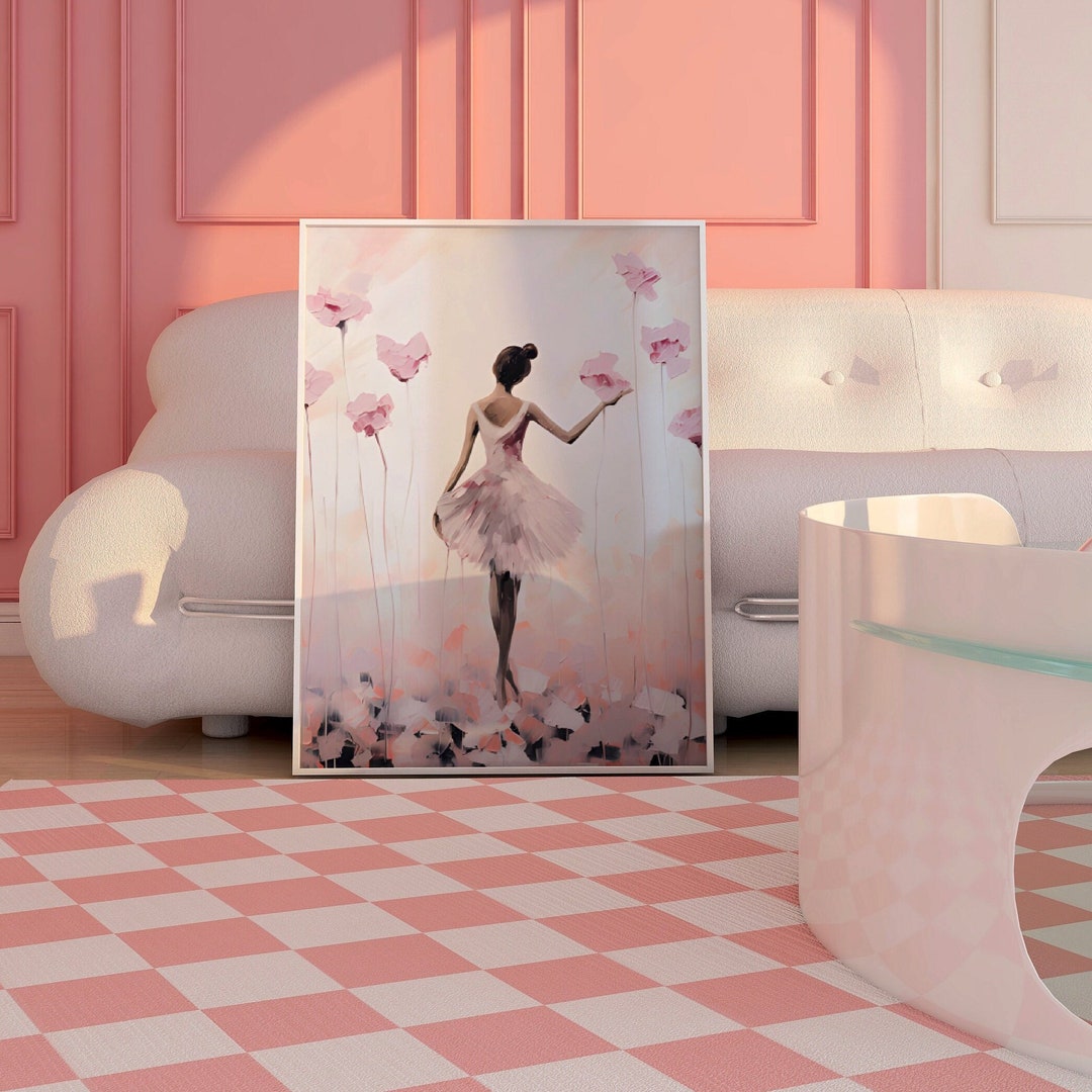 Dancing Ballerina Wall Art | Pale Pink Wall Art for Girl's Room | Pink ...