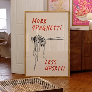 Spaghetti Fork, More Spaghetti Less Upsetti, Retro Wall Art, Pasta ...